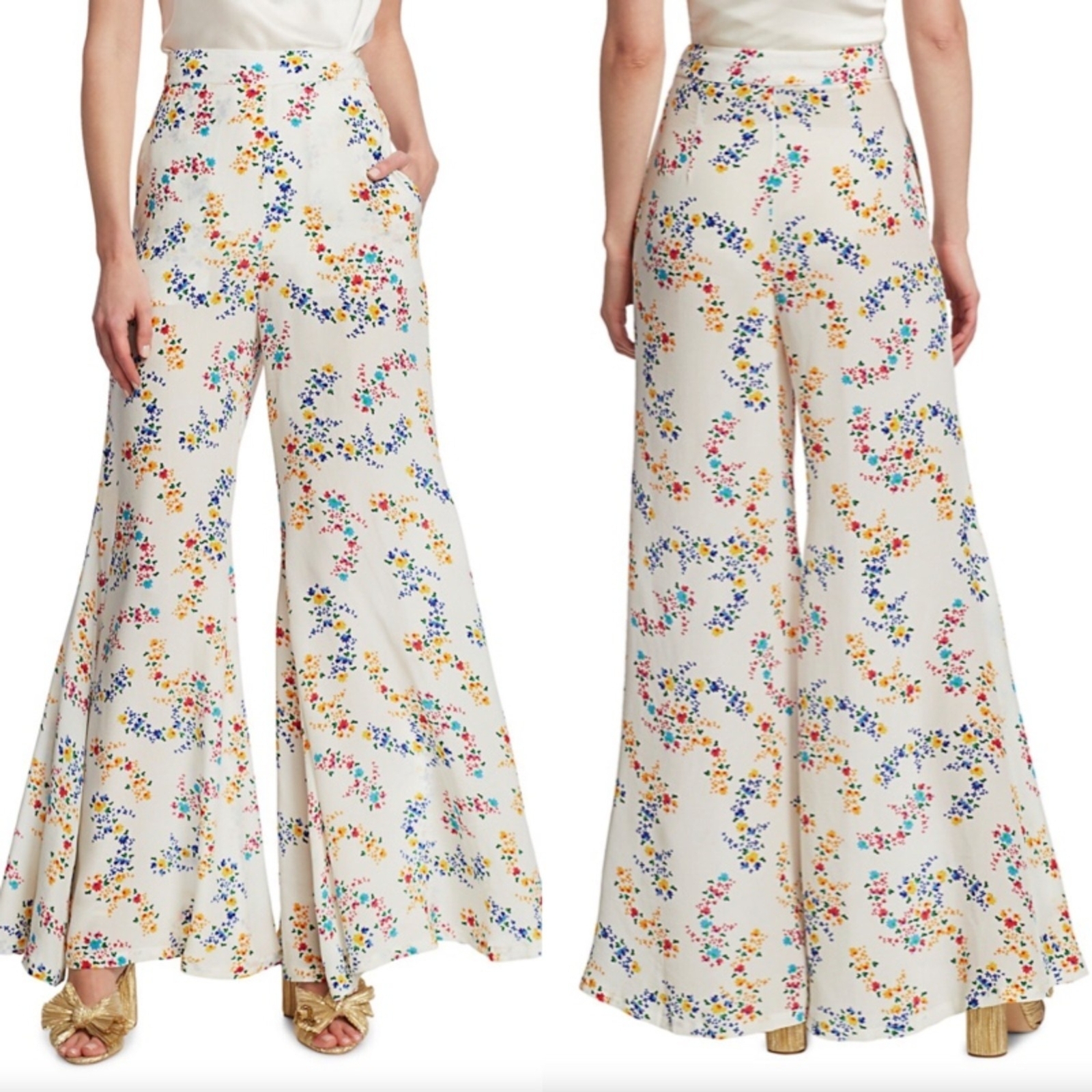 NWT All Things Mochi Coco Printed Wide-Leg Pants Sz XS | eBay
