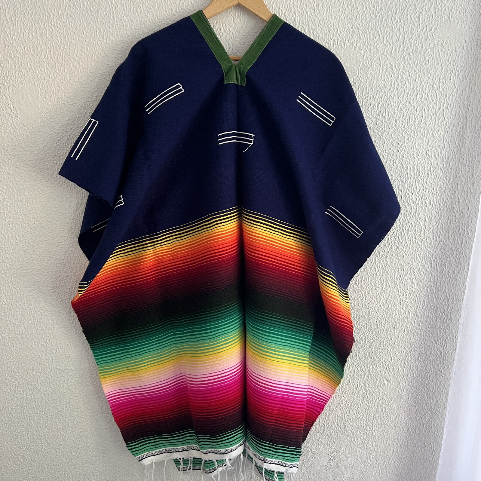 Serape Blanket Poncho Fringe Lightweight Festival Boh… - Gem