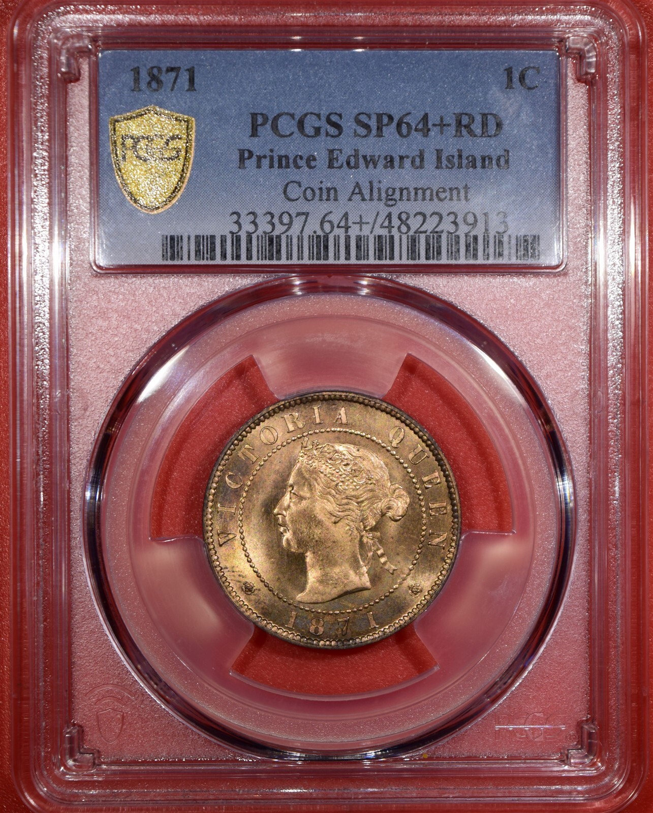 1871 Prince Edward Island One Cent "Coin Alignment" "PCGS SP64+ RD" | eBay