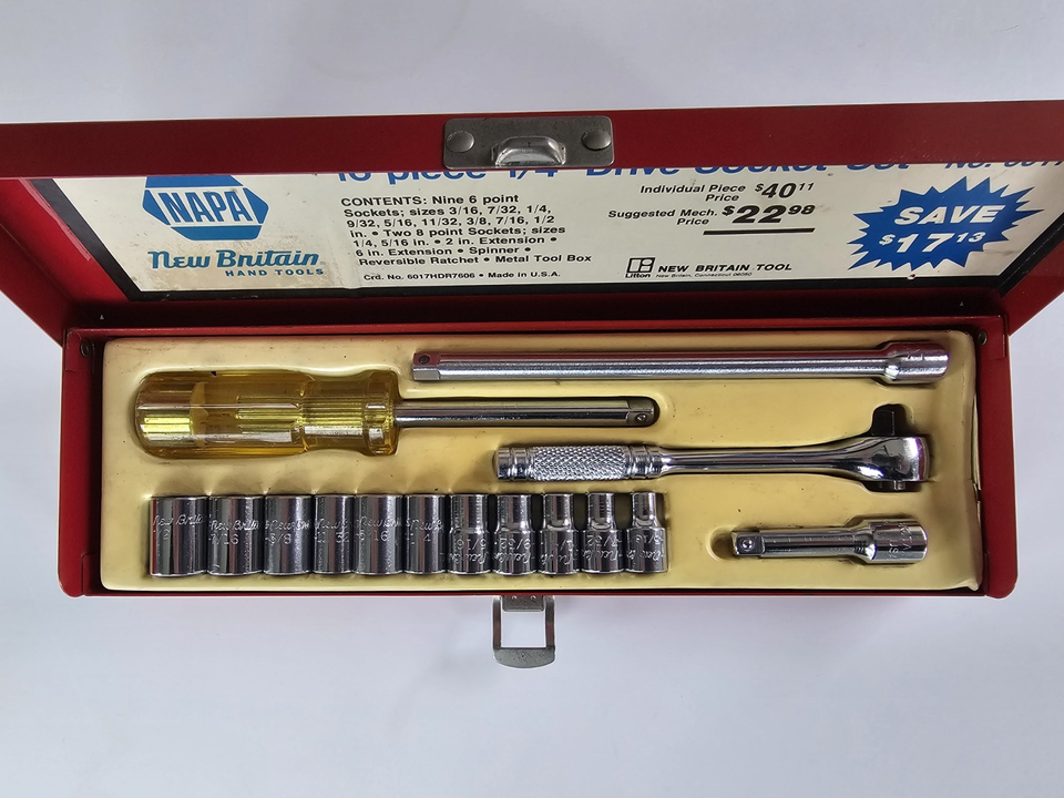 Vintage New Britain 1/4" drive 16-piece SAE Socket Set - Made in USA | eBay