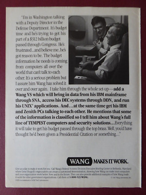 12/1987 PUB WANG LABORATORIES TEMPEST COMPUTER DOD DEFENSE ORIGINAL AD | eBay