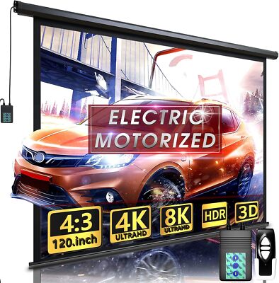 120" Motorized Projector Screen -120 inch Electric 4:3 Projector Screen ...