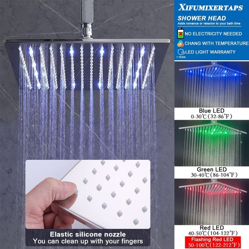 16Inch LED Rain Shower Head High Pressure Square Rainfall Bath ...