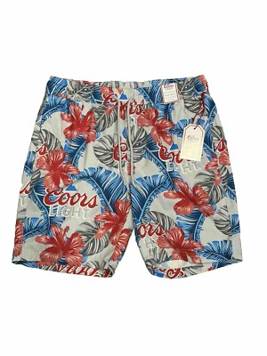 New Coors Light Beer Hawaiian Beach Blue Silver Shorts Swim Trunks Size ...