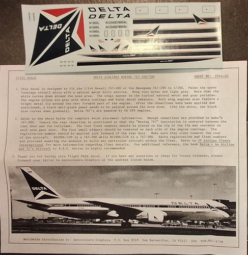 Delta Air Lines Flight Path decal 1/144 FP44-02 Boeing 767-200/300 ...