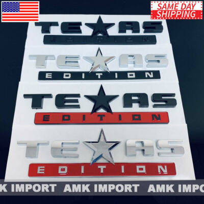 10" TEXAS Edition Logo Emblem Decal Sign Black Chrome Red Truck Boat ...