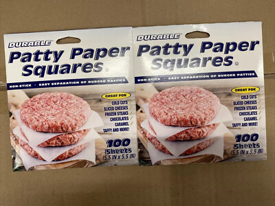 2 New Non-Stick Patty Paper Parchment Squares 100 Sheets-Burgers/Cheese ...