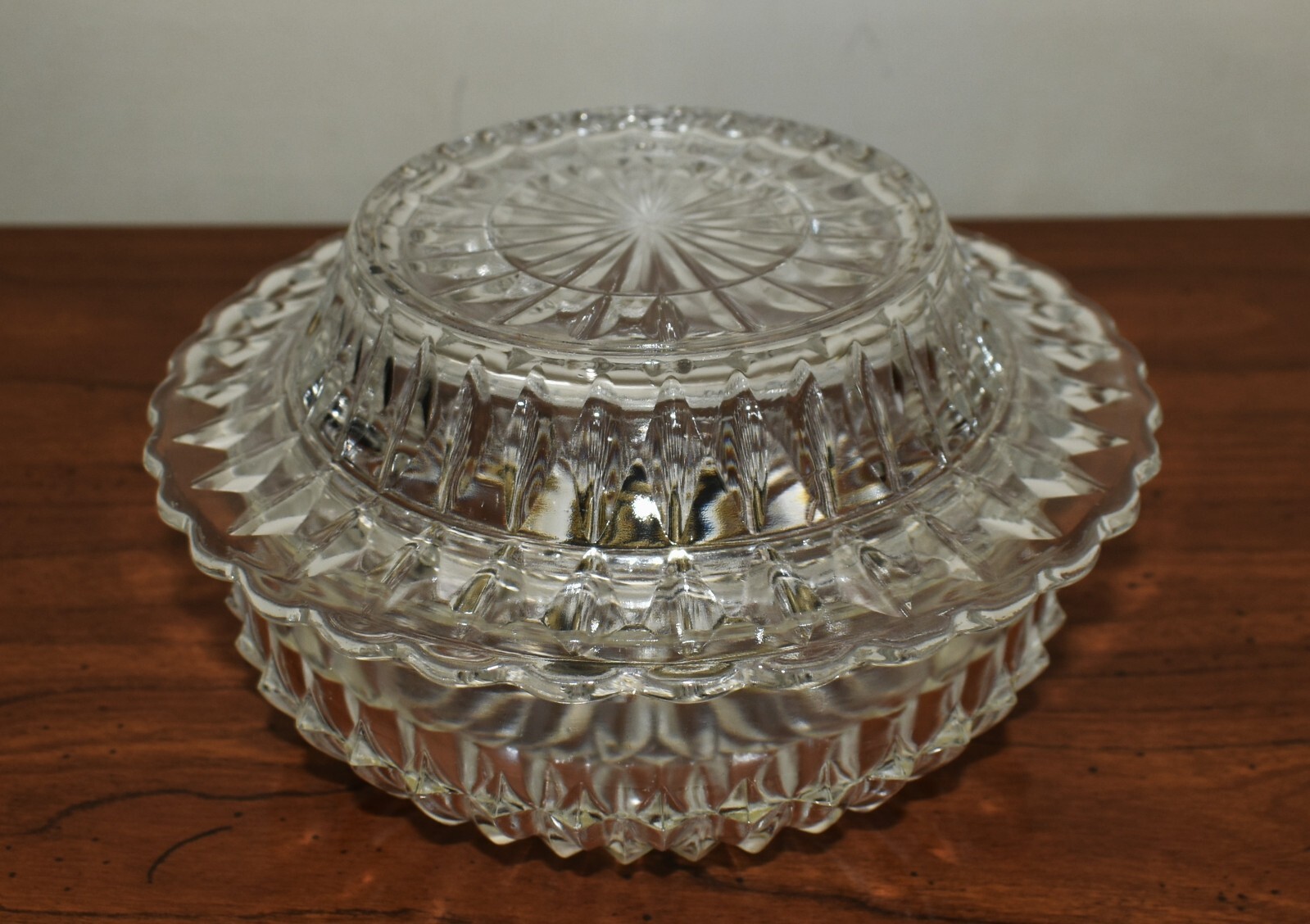 Vintage Hand Cut English Lead Crystal Covered Candy Butter Dish Brama ...