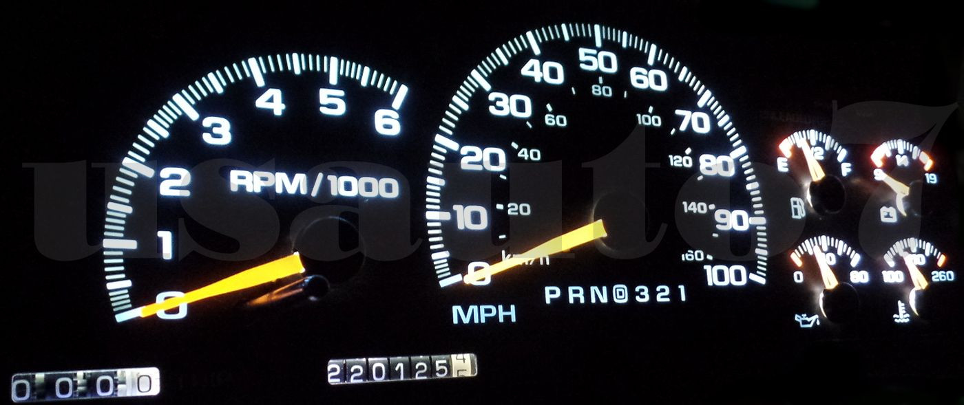 95-98 Chevy Suburban 1500 C1500 K1500 Dash Cluster Gauge WHITE SMD LED ...