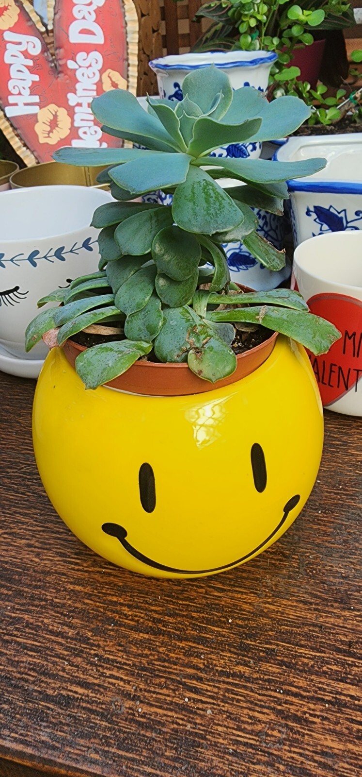 Smiley Face Planter Vase Bowl Ceramic Flower Pot Napco Yellow 4 1/2 ...