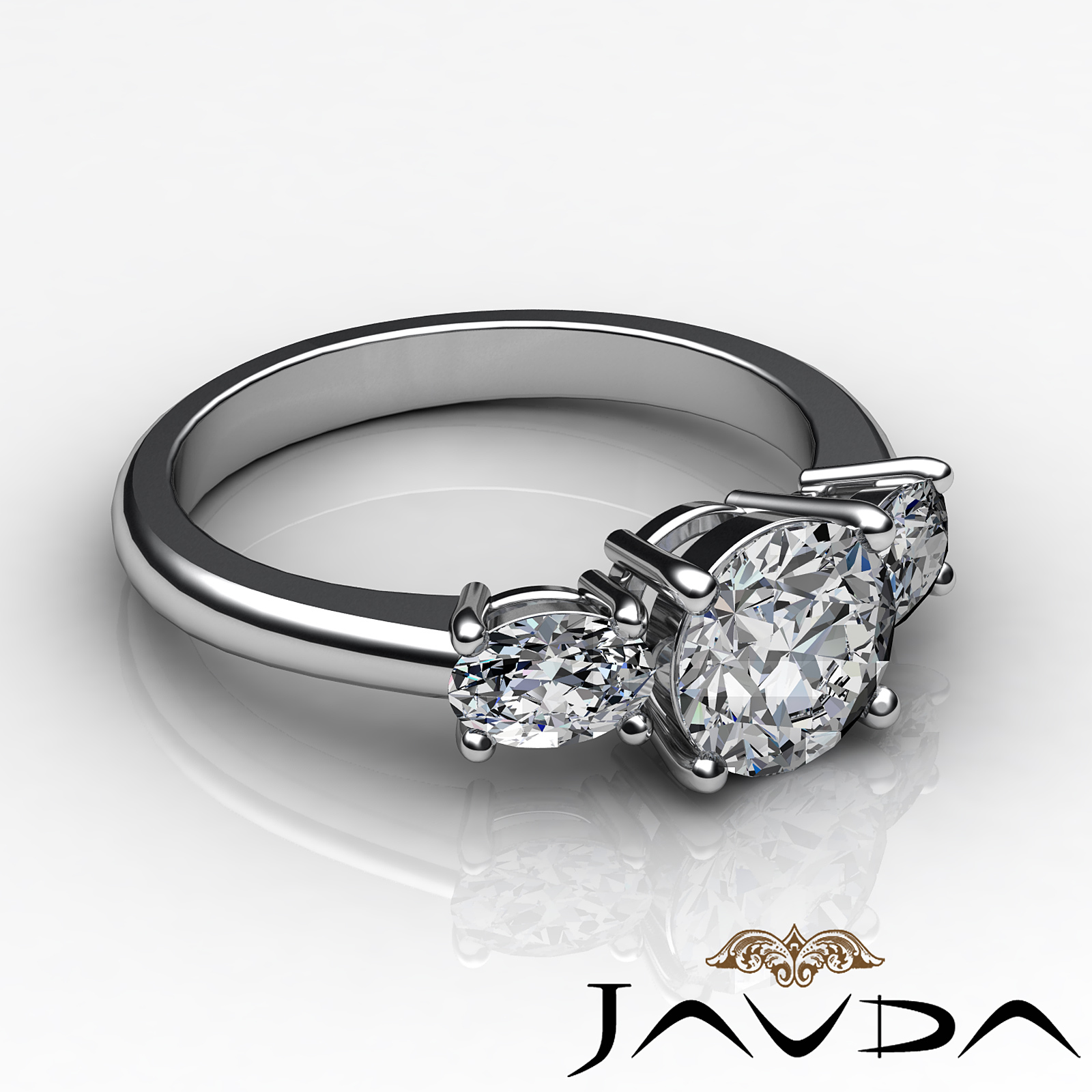 3 Stone Prong Setting Round Diamond Engagement Gold Ring GIA G Color ...