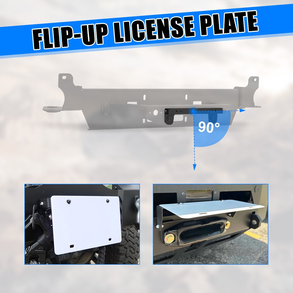 Winch Mount Plate For 2019-2024 RAM 1500 w/Licence Plate Bracket Black ...