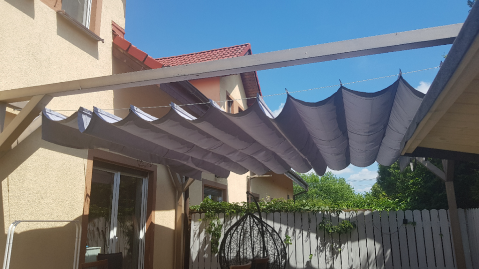WATERPROOF OUTDOOR ROMAN SHADE | RETRACTABLE CANOPY FOR GAZEBO GARDEN ...