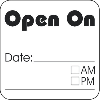 1" x 1" OPEN ON DATE: LABELS 1000 PER ROLL GREAT STICKERS | eBay