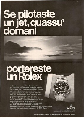 ROLEX Montre OYSTER GMT-MASTER PILOTE PAN AM Publicité 1968 Originale ...