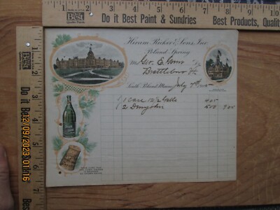 hiram ricker & son poland spring South Poland maine letterhead bill ...