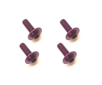 Square R/C M3 x 8mm Aluminum Button Head Hex Screws (Flanged) Purple (4 ...