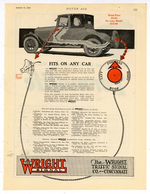 1920 Wright Traffic Signal Ad: Traffic & Danger Signal for Autos ...