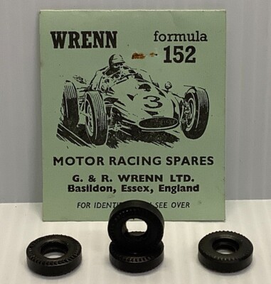 4 REPRODUCTION WRENN FORMULA 152 SLOT CAR REAR TYRES FOR 2 CARS G33 ...
