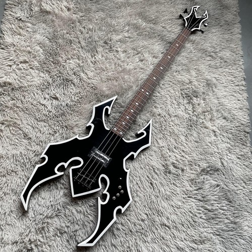 Unbranded Black Solid Body Spider Shape 4 String Electric Bass Black ...