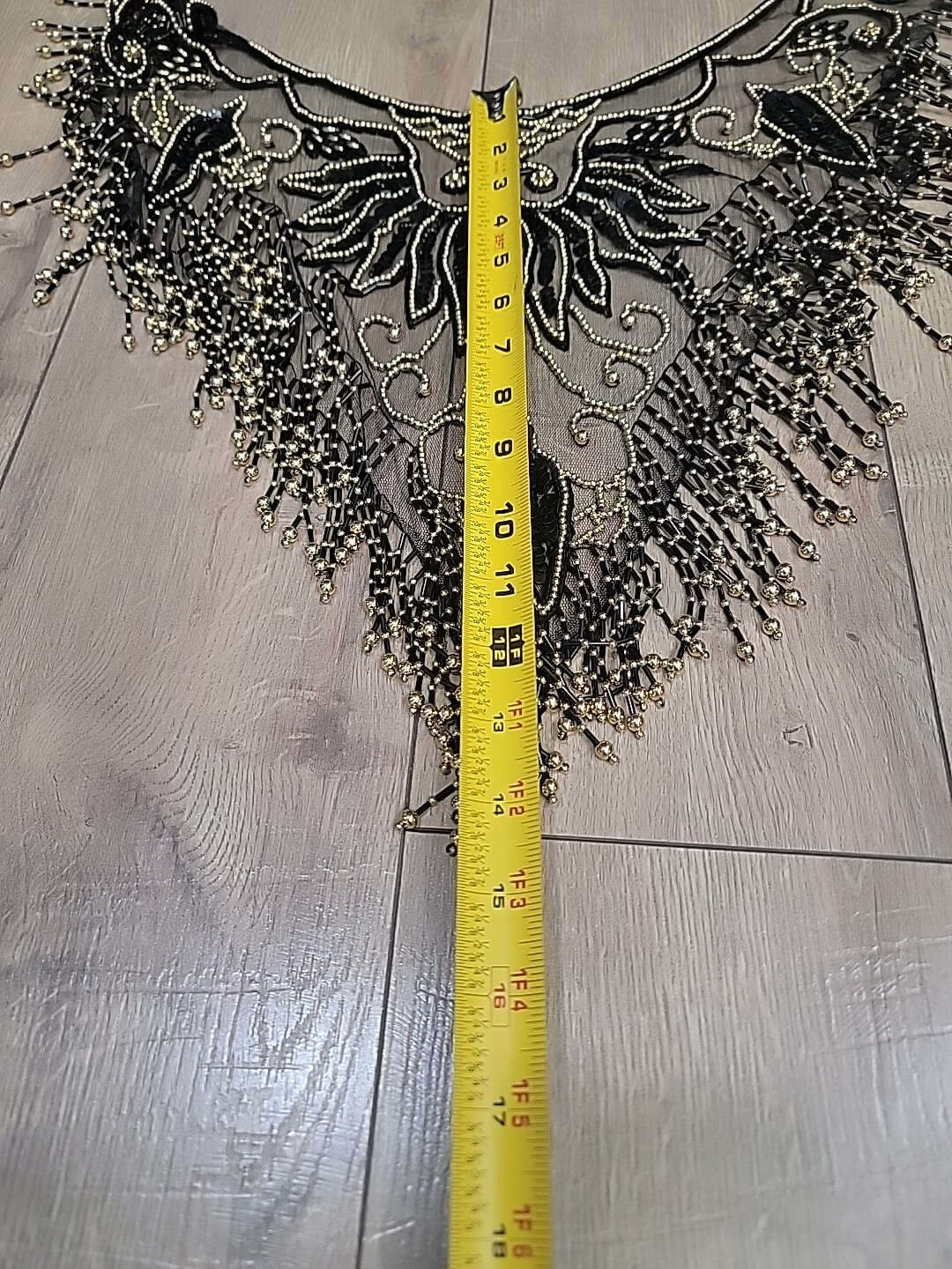 Necklace ballroom drop dangle Shawl Necklace collar black gold beads ...