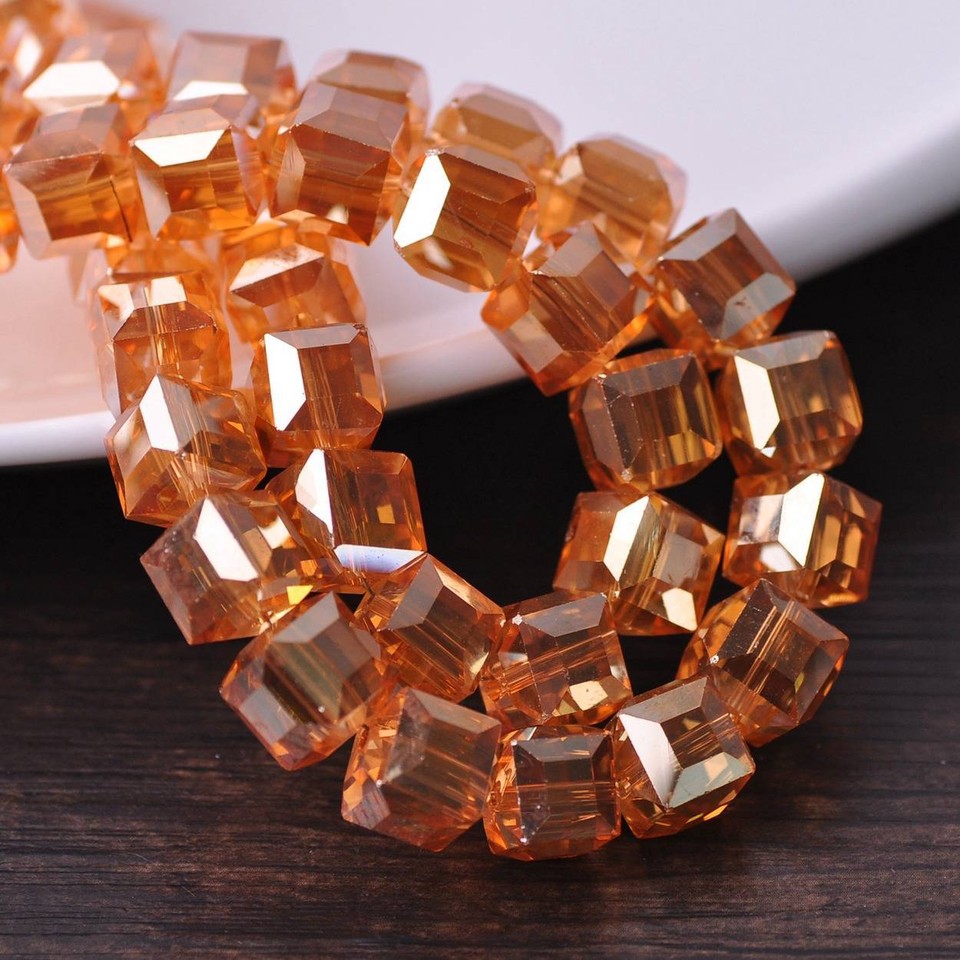 10pcs 10mm Cube Square Faceted Crystal Glass Charms Loose Spacer Beads ...