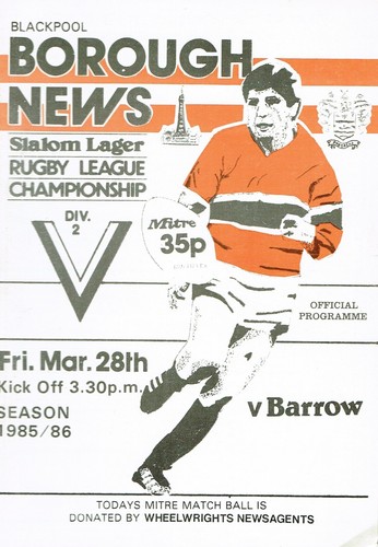 BLACKPOOL BOROUGH 5 RUGBY LEAGUE MATCH PROGRAMMES 1983 85 86 SEASONS ...