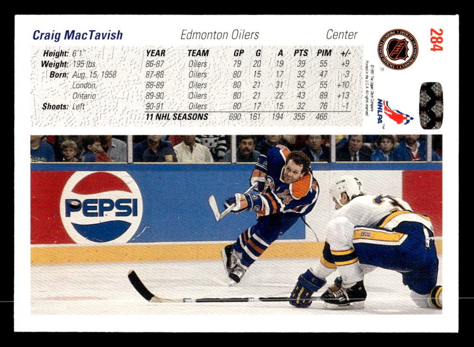 Craig MacTavish 1991 Upper Deck #284 Edmonton Oilers | eBay