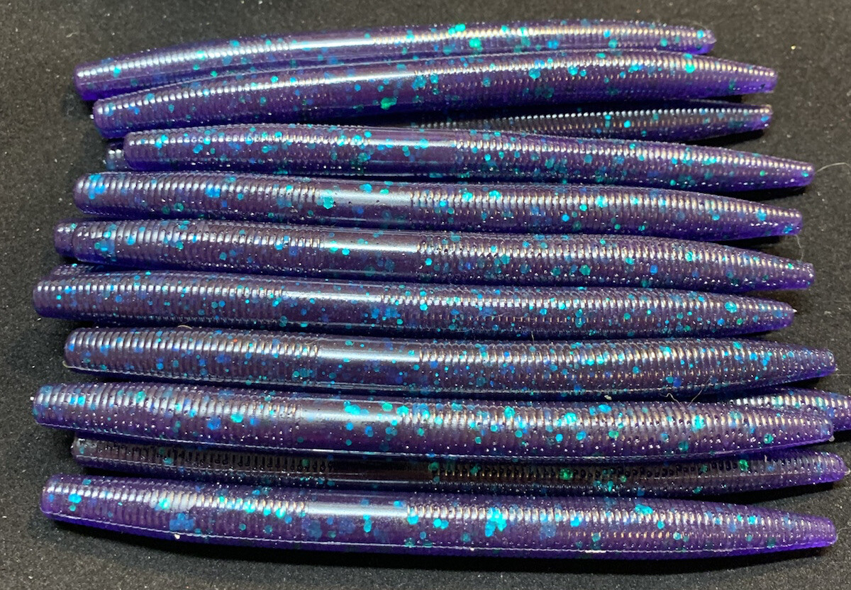 12ct 5" June bug blue Fleck Stick bait Senko Style bulk bag Bass ...