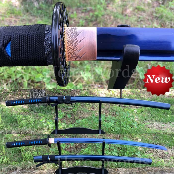 BLUE COLOR 1095 HIGH CARBON STEEL BLADE JAPANESE SAMURAI SWORD ...