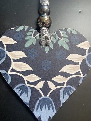 Navy Blue Cream Gold Hanging Morris Heart Flower Theme wood decoration ...