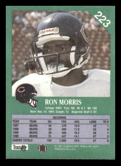 1991 Fleer #223 Ron Morris Chicago Bears | eBay
