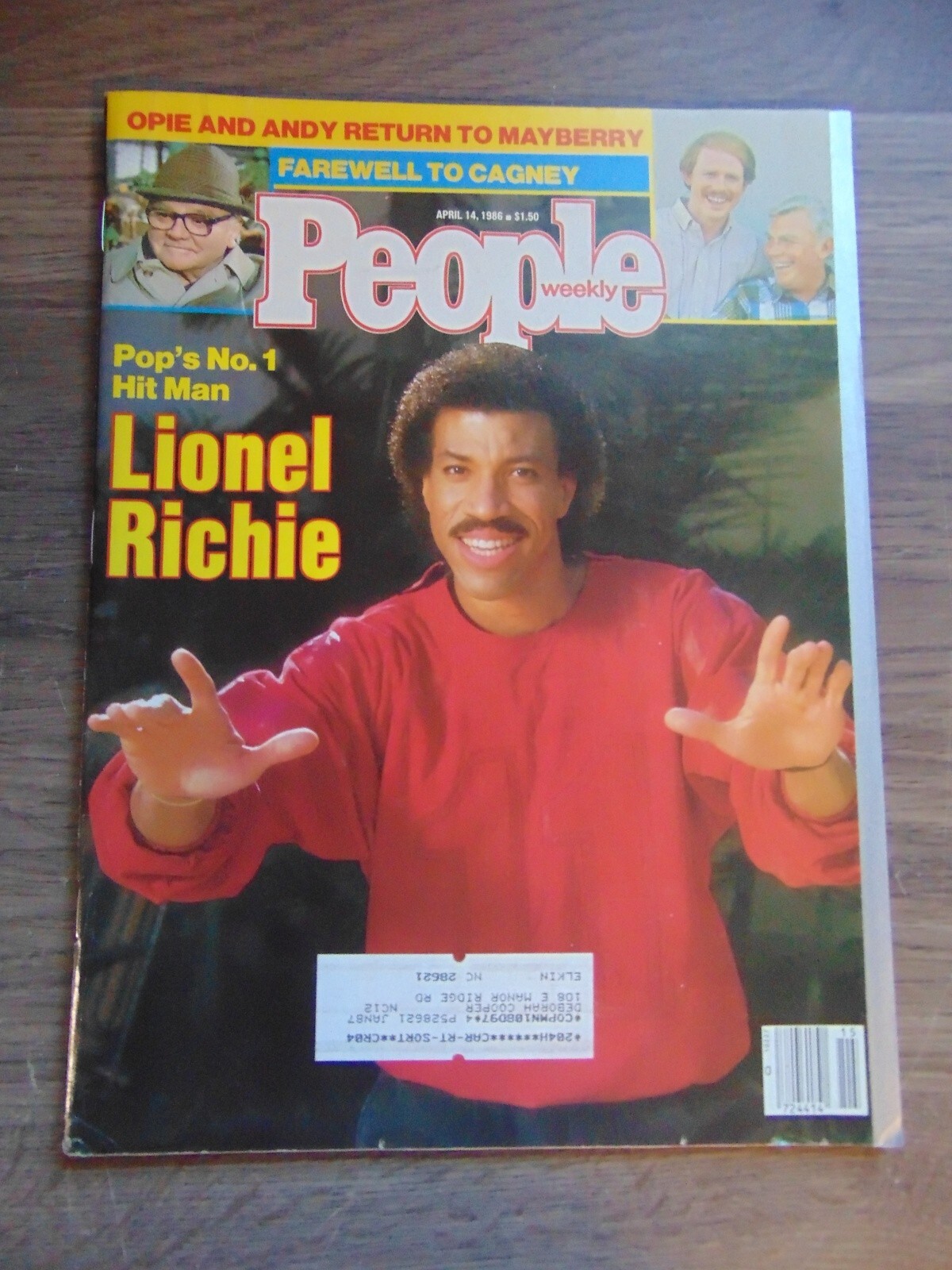 PEOPLE Magazine, April 14, 1986, LIONEL RICHIE Cover, OPIE AND ANDY ...