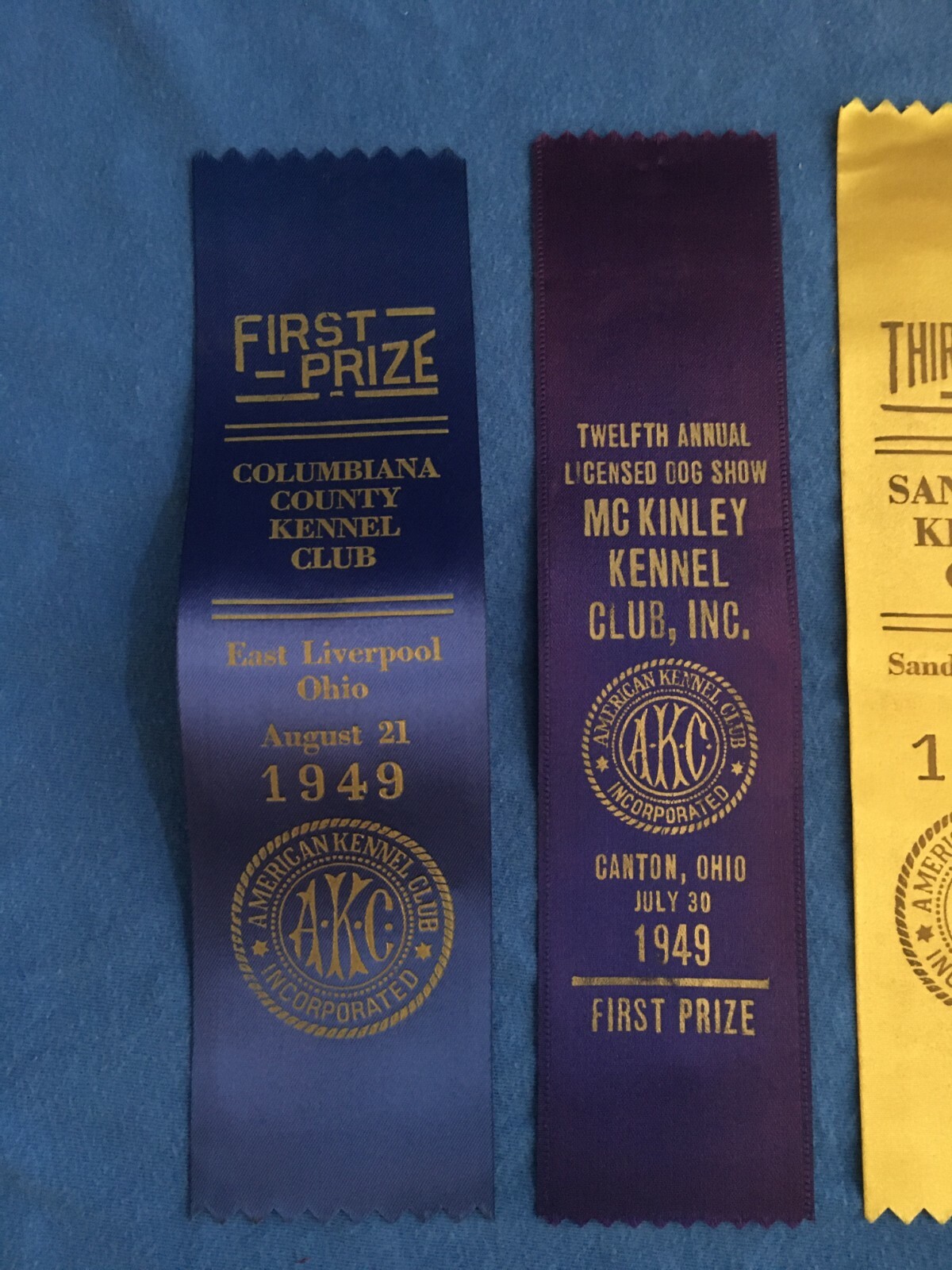1949-50 AKC American Kennel Club Ribbons Lot of 4 Michigan Ohio Dog ...
