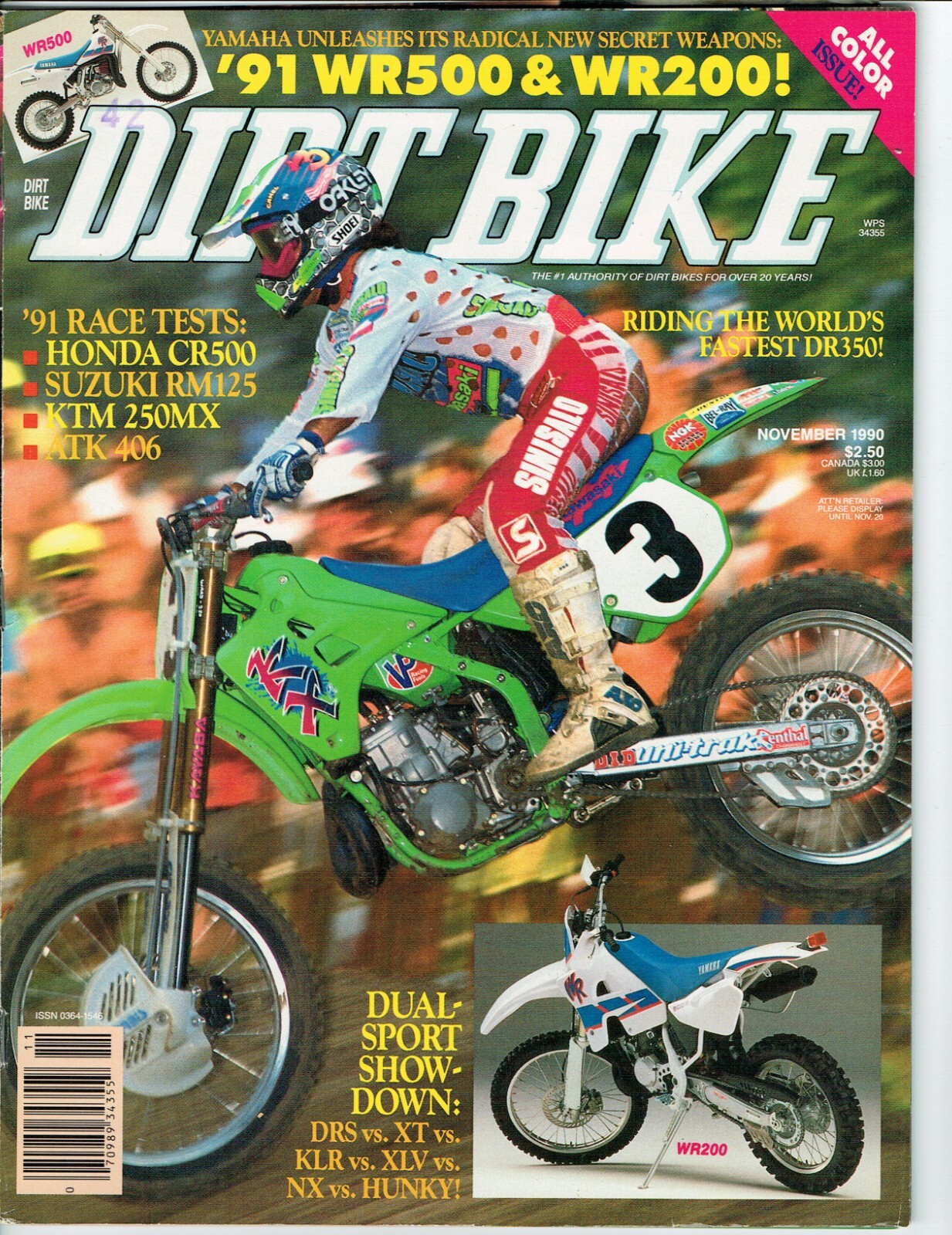November 1990 Dirt Bike motorcycle magazine Honda CR500 Yamaha WR500 ...