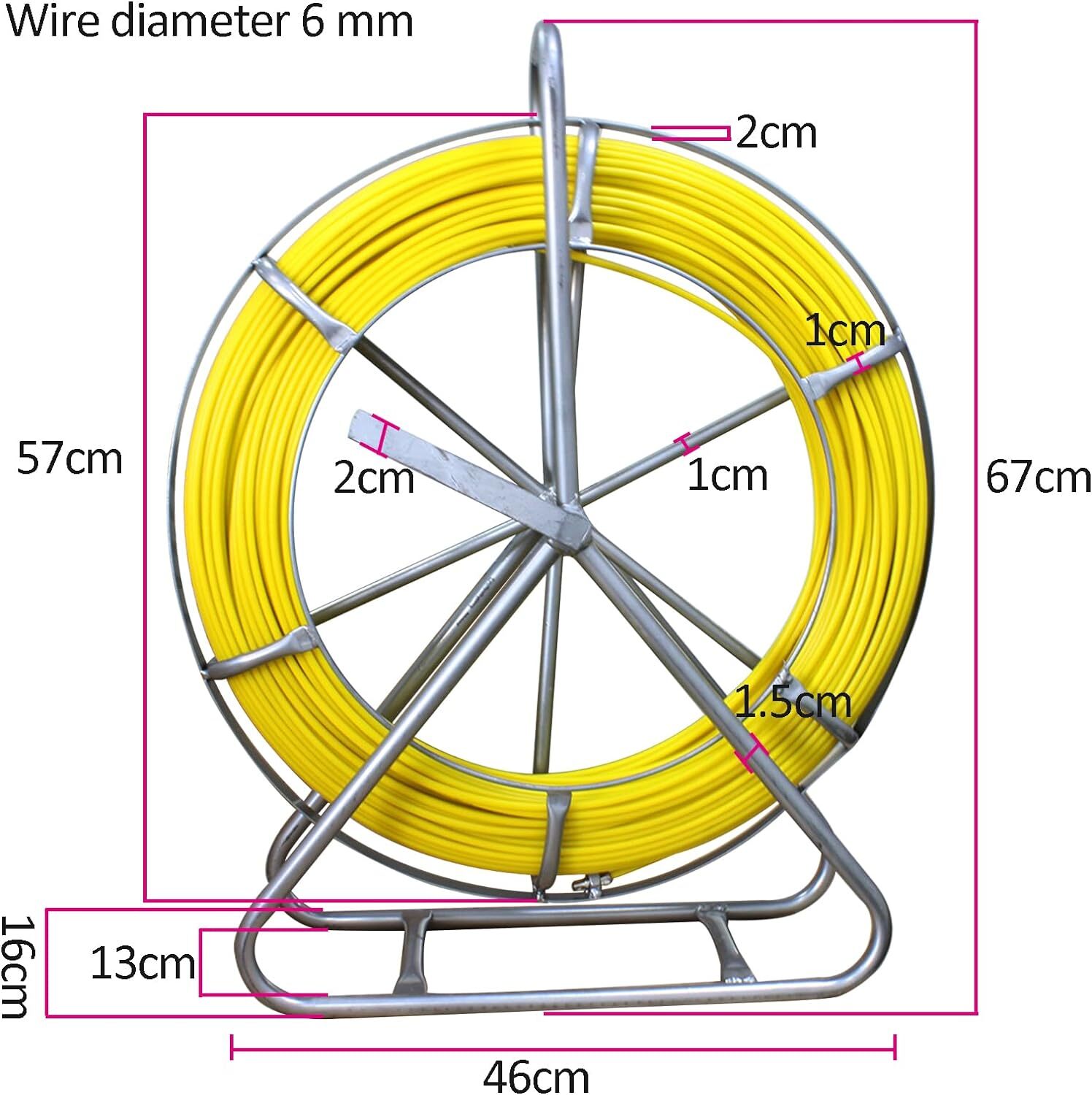 6mm X 130M Fiberglass Cable Snake Rodder Fish Tape Puller NBN Solid ...