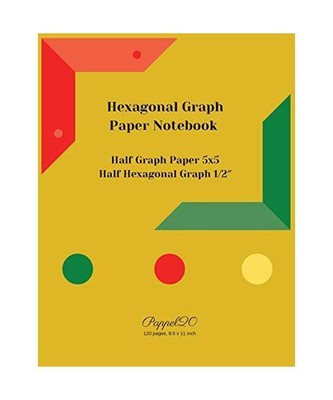 Hexagonal Graph Paper Notebook: Half Graph paper 5x5 |Half 1/2¿ Hexagon ...