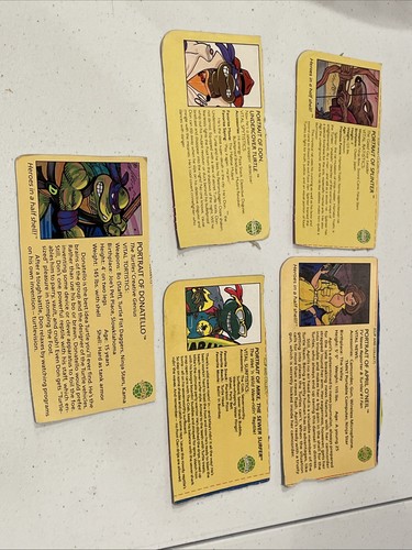 Vintage Teenage Mutant Ninja Turtles Card Back Lot of 5 TMNT File Cards ...