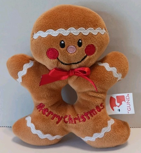 Gund Baby Rattle Plush Stuffed Gingerbread Man Merry Christmas Toy 5 ...