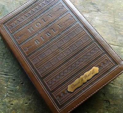 BIBLE NAME PLATE ORNATE THK Elegant Solid Brass or Nickel Silver Custom ...