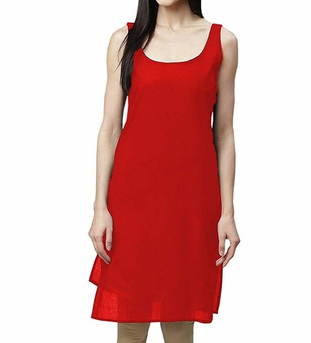 Women's Cotton Long Camisole for Kurti,Suit Slips For Women,Red Inner ...