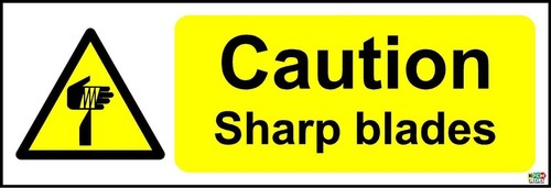 Caution Sharp Blades Safety Sign | eBay