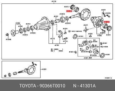90366T0010 Genuine Toyota BEARING(FOR REAR DIFFERENTIAL CASE) 90366 ...