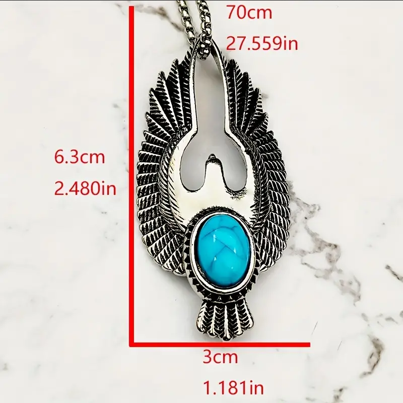 Turquoise Eagle Hawk Jewelry Ancient Titanium Steel Pendant Necklace | eBay