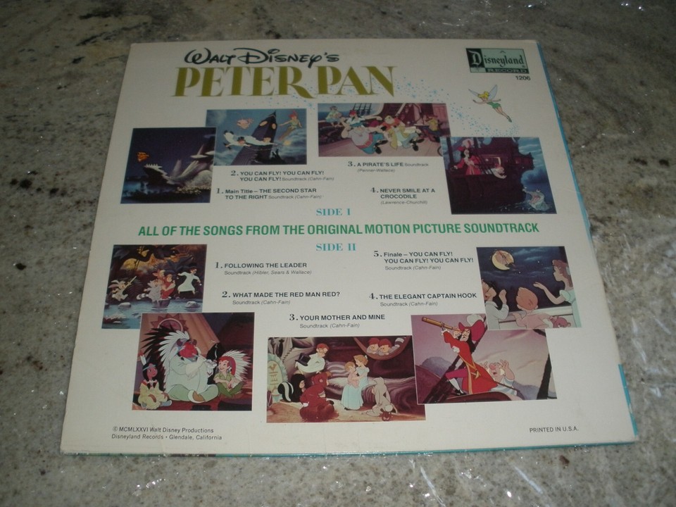 WALT DISNEY DISNEYLAND RECORDS PETER PAN RECORD 1976 | eBay