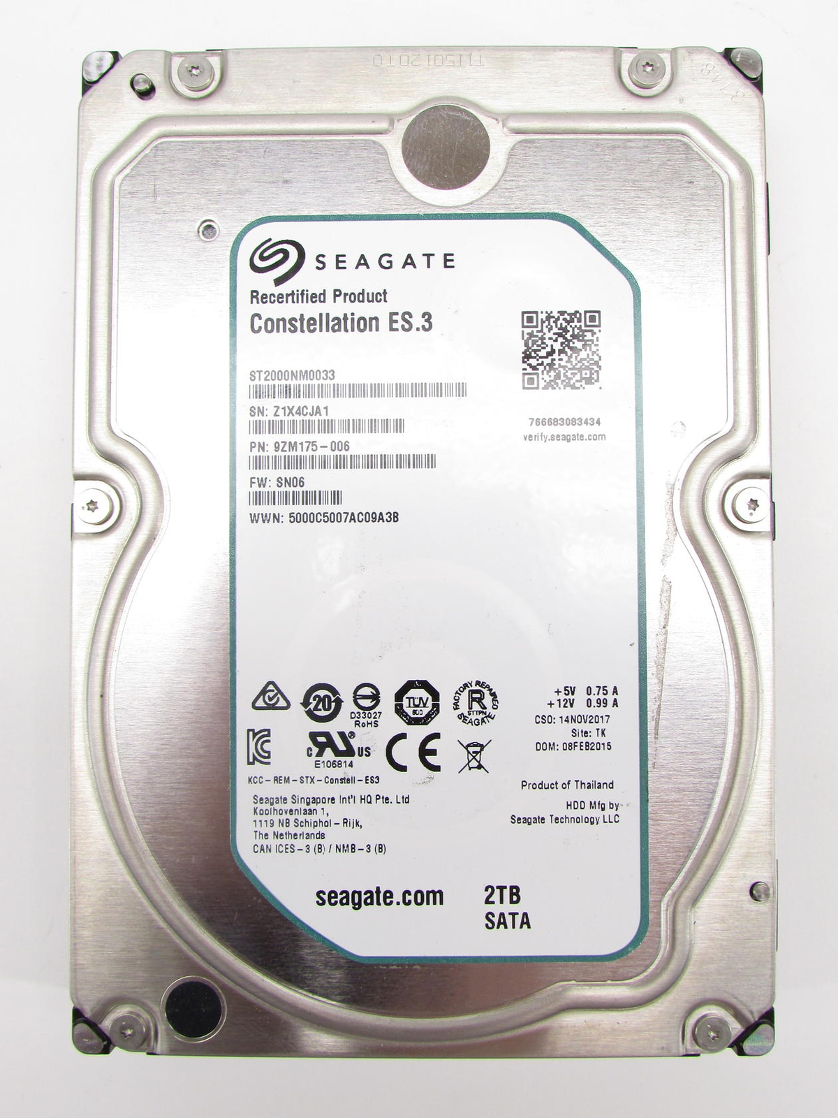 Seagate ST2000NM0033 9ZM175-006 FW SN06 TK (2543 F) 2000gb Sata 3.5 PCB ...