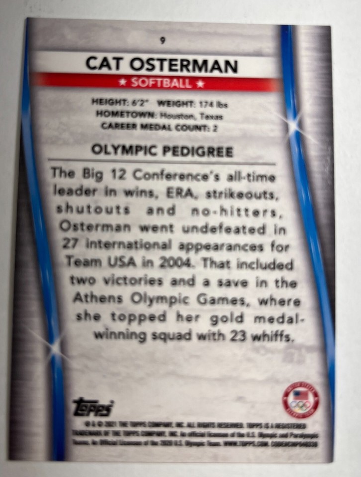 2021 topps Softball USA Cat Osterman # 9 | eBay