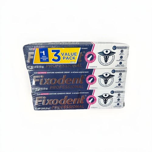 3 Pack! Fixodent Professional Ultimate Denture Adhesive Cream, 1.8 oz ...