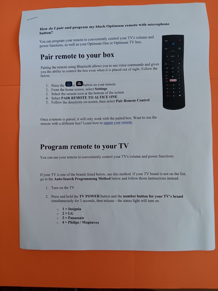 Altice Optimum Remote Control | eBay