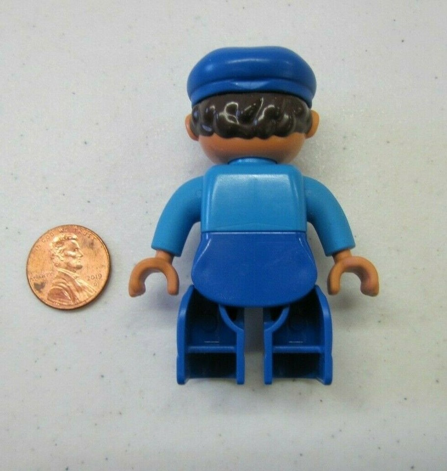 Lego Duplo Train Conductor Blue Hat 2.5" Figure Engineer Station Worker ...